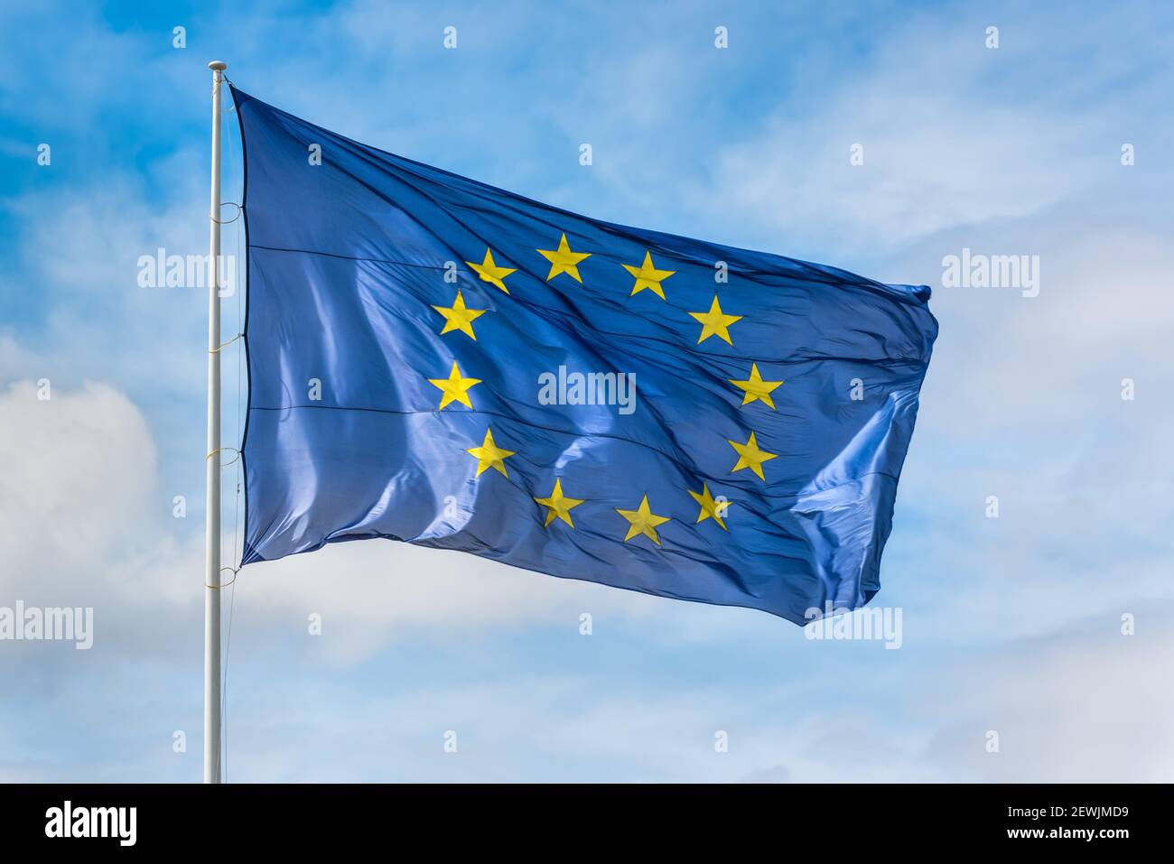 Flying waving european flag hi-res stock photography and images - Alamy