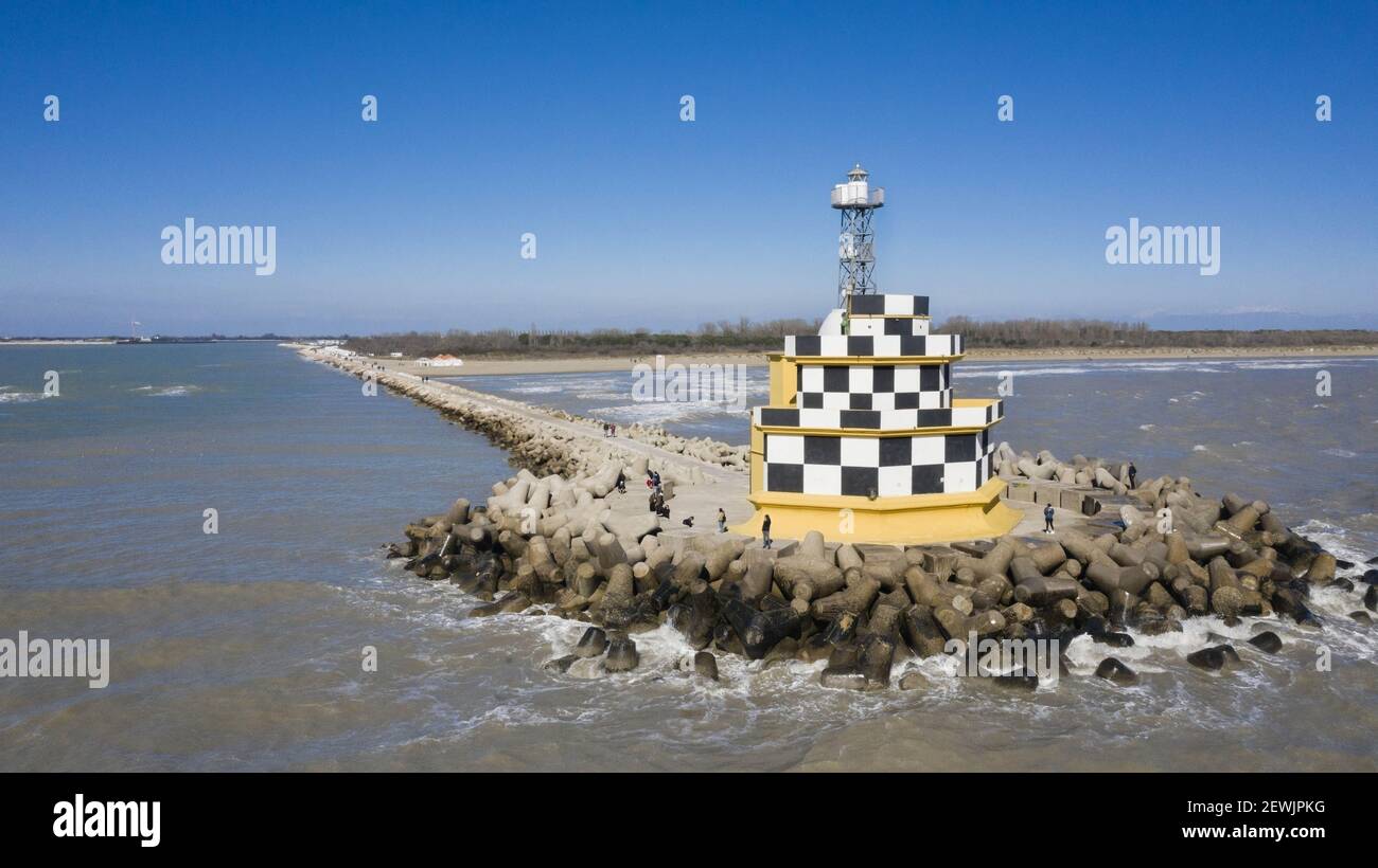 Lighthouse Punta Sabbioni from above,aerial view Stock Photo - Alamy