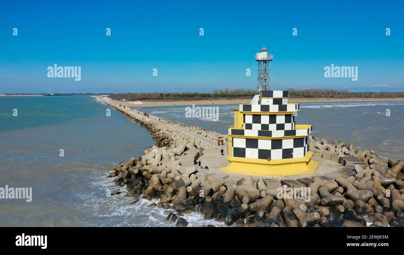 Lighthouse Punta Sabbioni from above,aerial view Stock Photo - Alamy