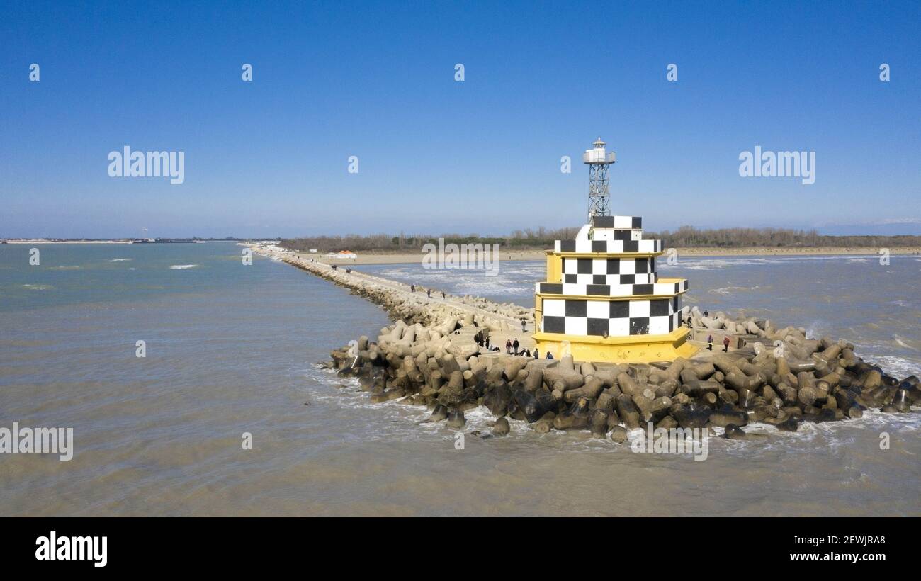 Lighthouse Punta Sabbioni from above,aerial view Stock Photo - Alamy