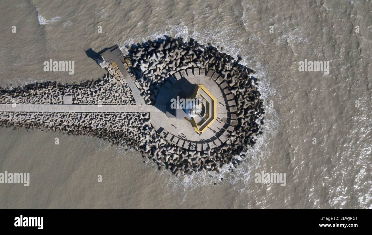 Lighthouse Punta Sabbioni from above,aerial view Stock Photo - Alamy