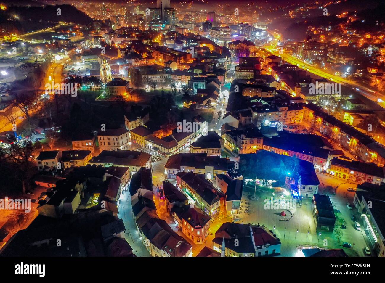An aerial view of beautiful Tuzla cityscape in Bosnia and Herzegovina ...
