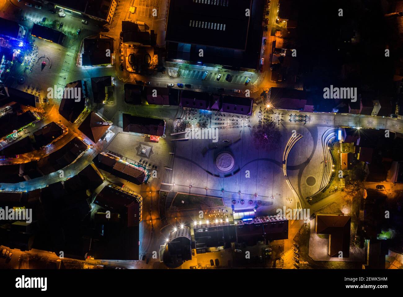 An aerial top view of beautiful Tuzla cityscape in Bosnia and ...