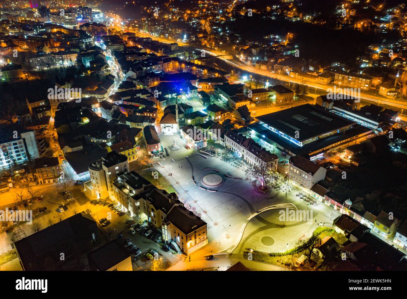 An aerial view of beautiful Tuzla cityscape in Bosnia and Herzegovina ...