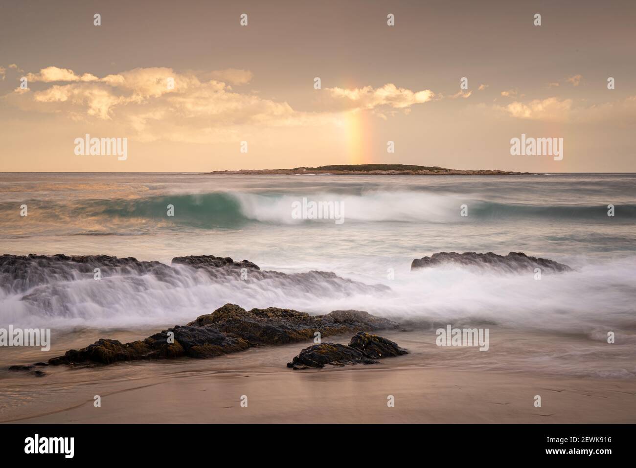 The breathtaking view of a sunset in Scamander, Tasmania Stock Photo ...