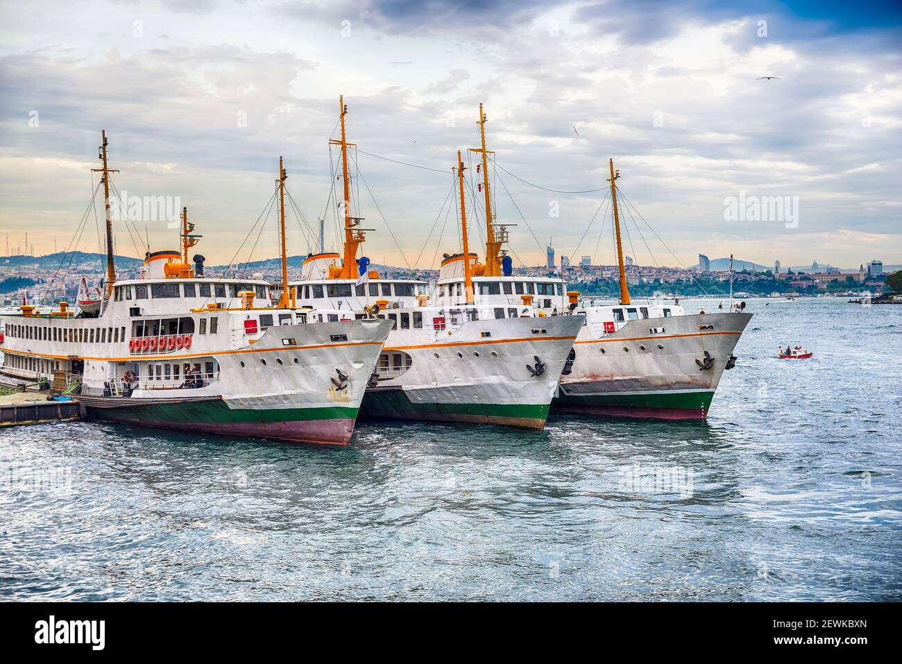 Three ships at the pier in Istanbul Stock Photo - Alamy