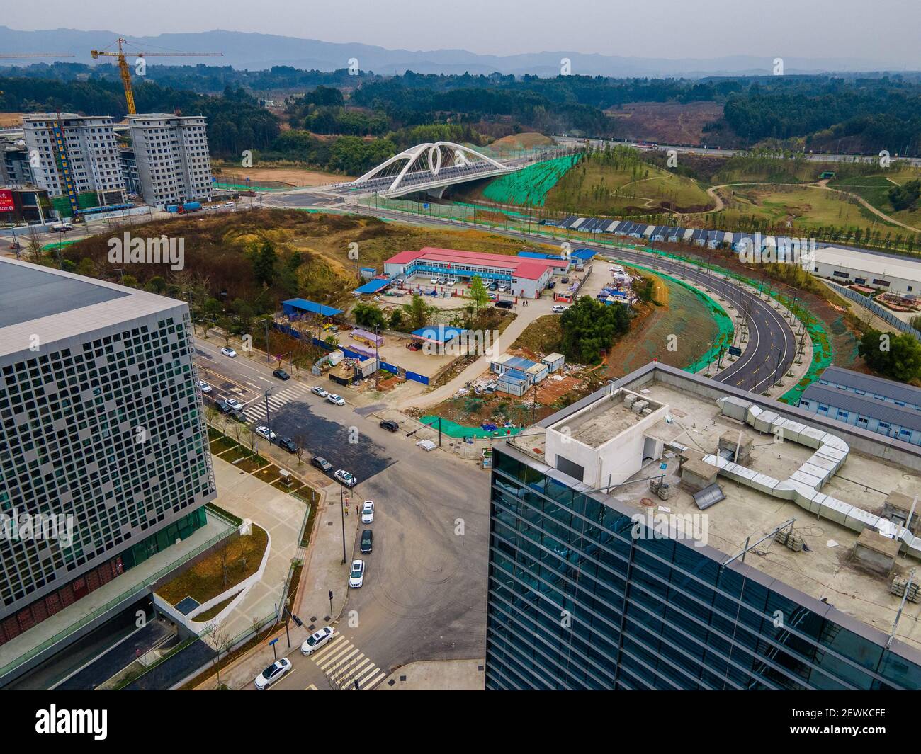 Photo taken from aerial view shows the Chengdu Supercomputing Center ...