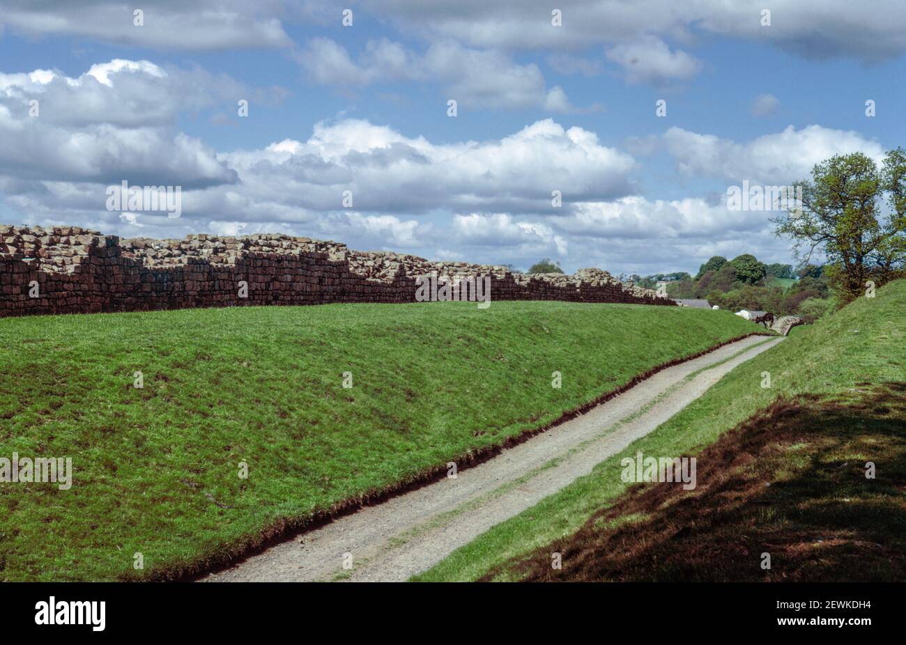 Remains of a Roman defensive fortification known as Hadrian’s Wall ...