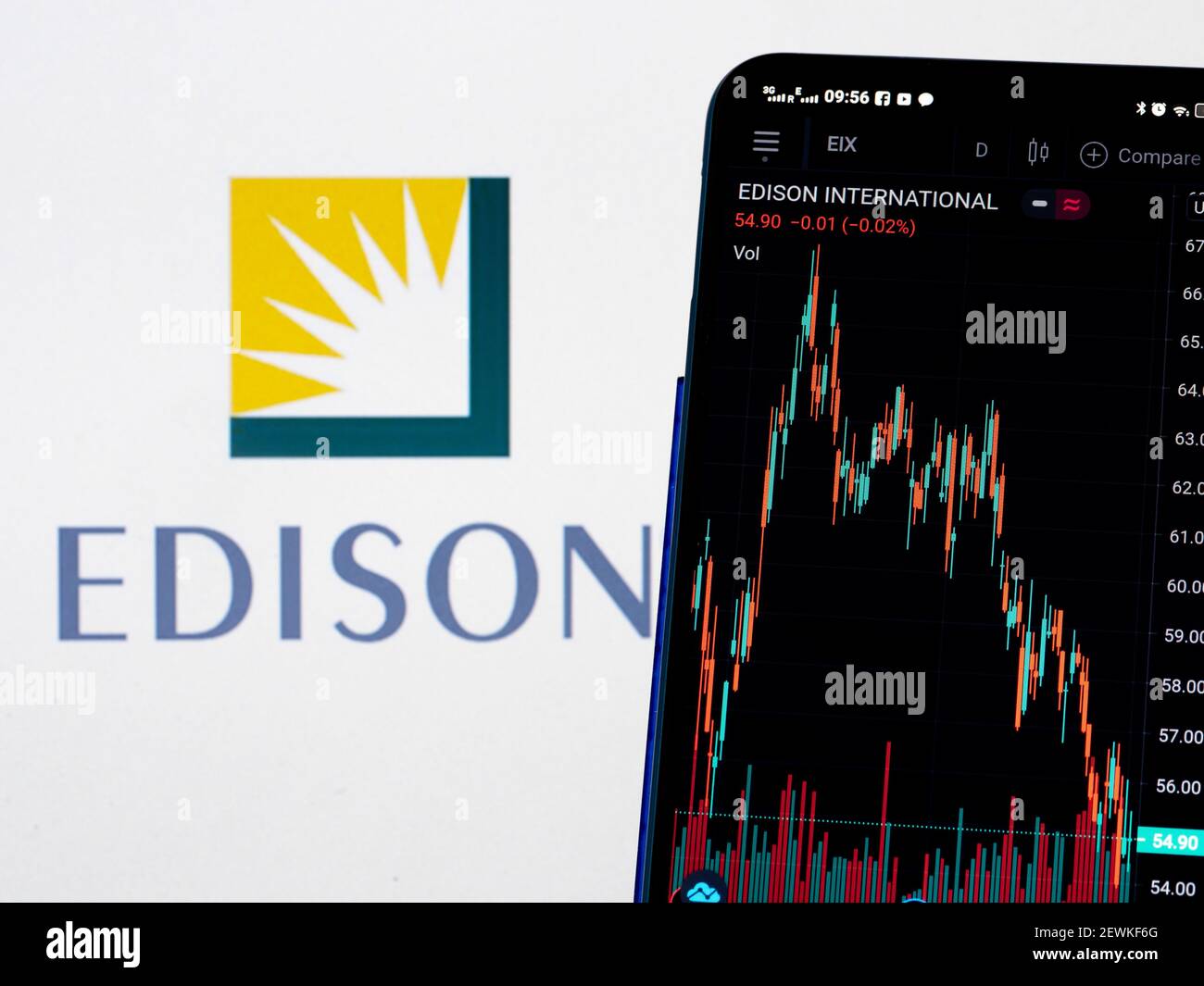 In this photo illustration the stock market information of Edison ...