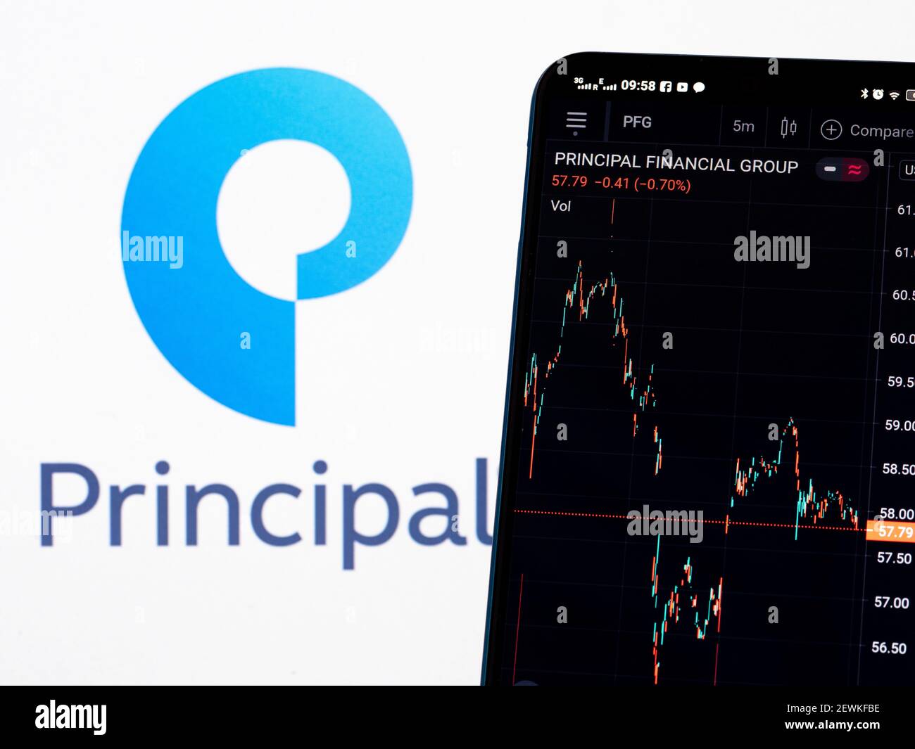 In this photo illustration the stock market information of Principal ...