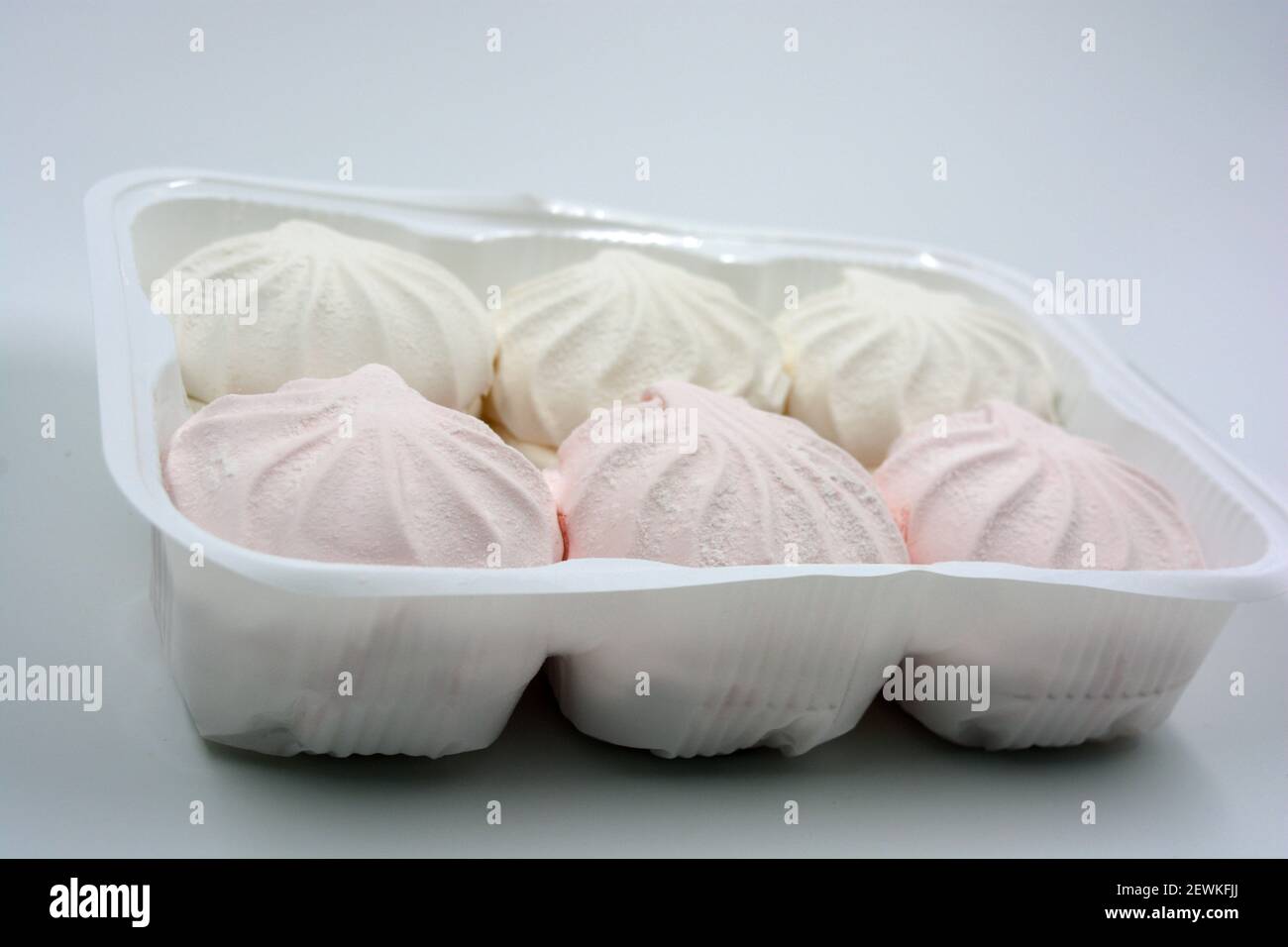 Beautiful and tasty air white pink marshmallow made in Ukraine is ...