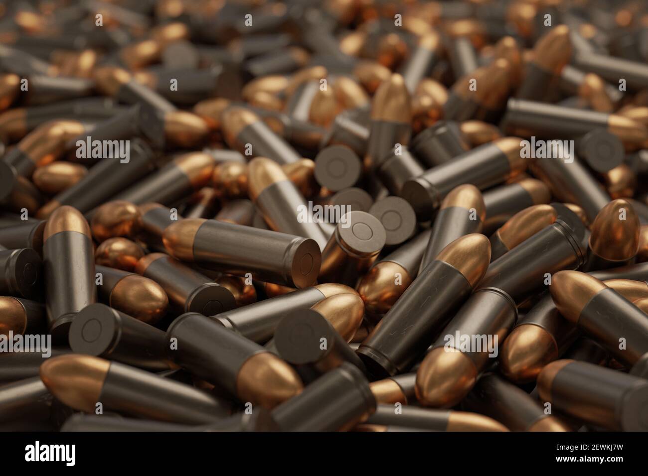 Close-up view on many bullets. 3D rendered illustration Stock Photo - Alamy