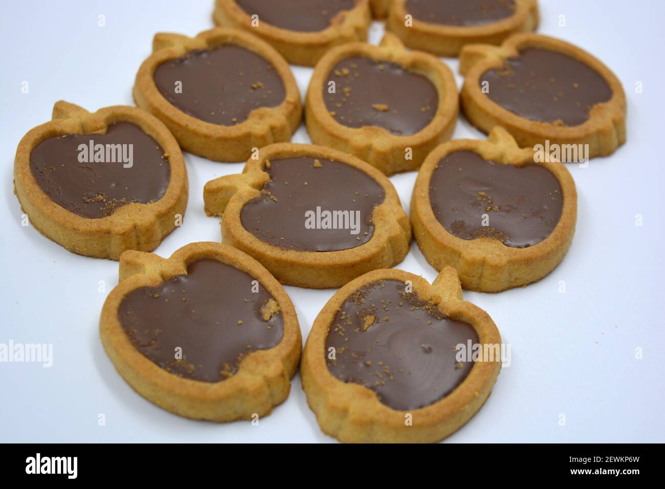 Delicious and sweet shortbread apple-shaped cookies with brown ...