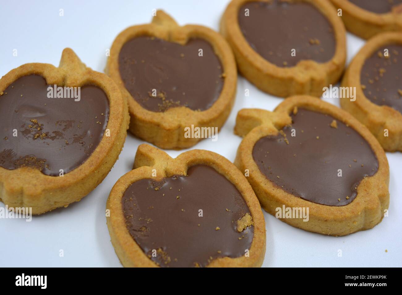 Delicious and sweet shortbread apple-shaped cookies with brown ...