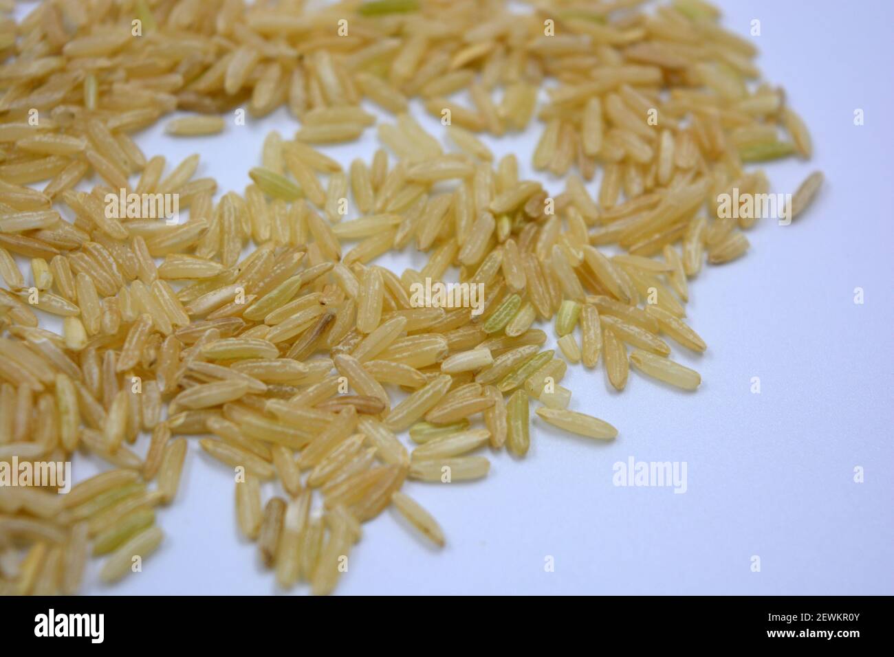 Wild unlipped white long rice raised on a white background Stock Photo ...