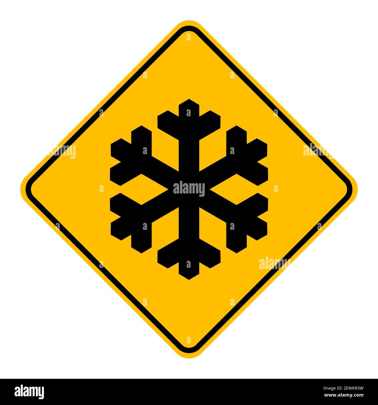 Snow flake and road sign Stock Photo - Alamy