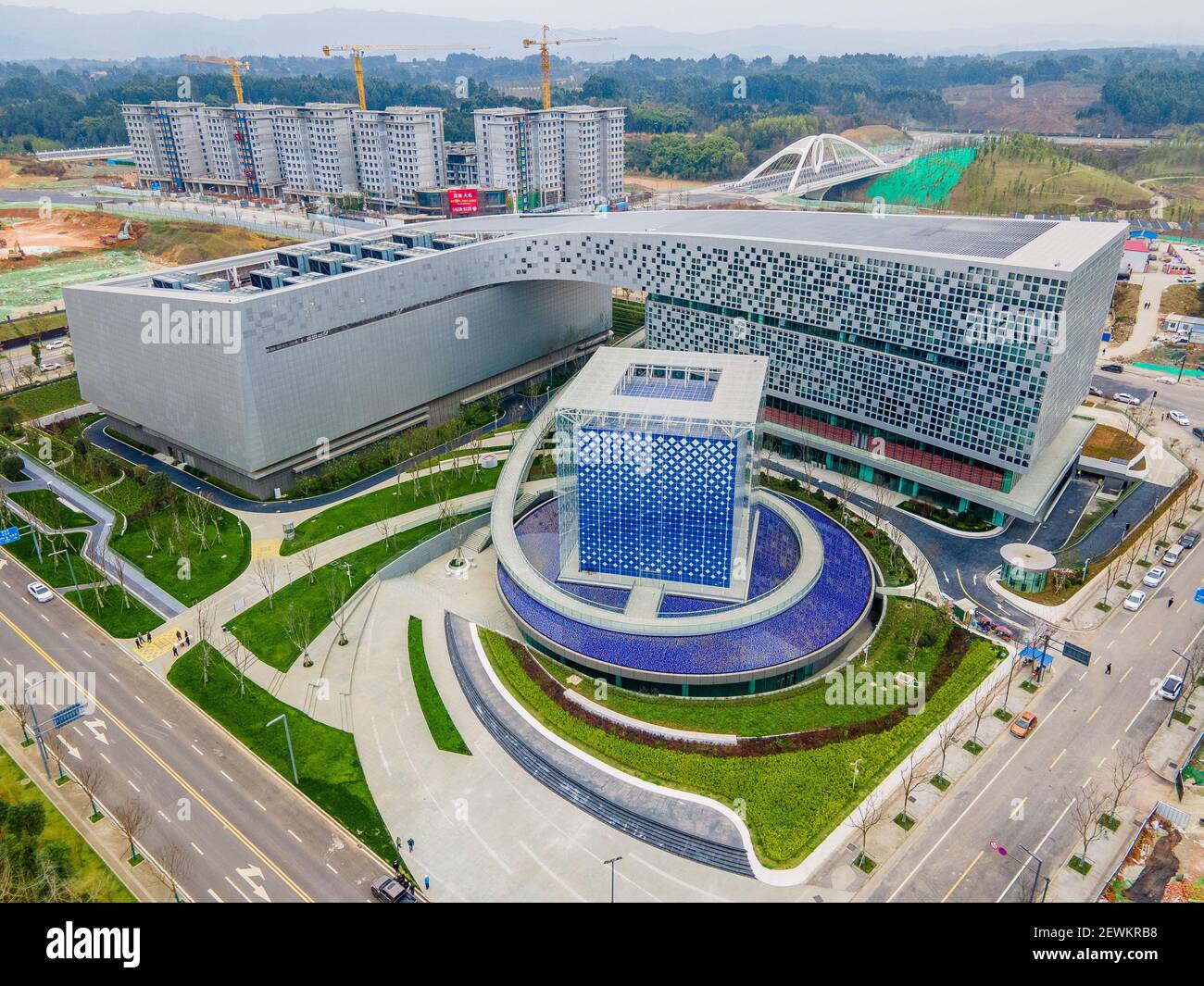 Photo taken from aerial view shows the Chengdu Supercomputing Center ...