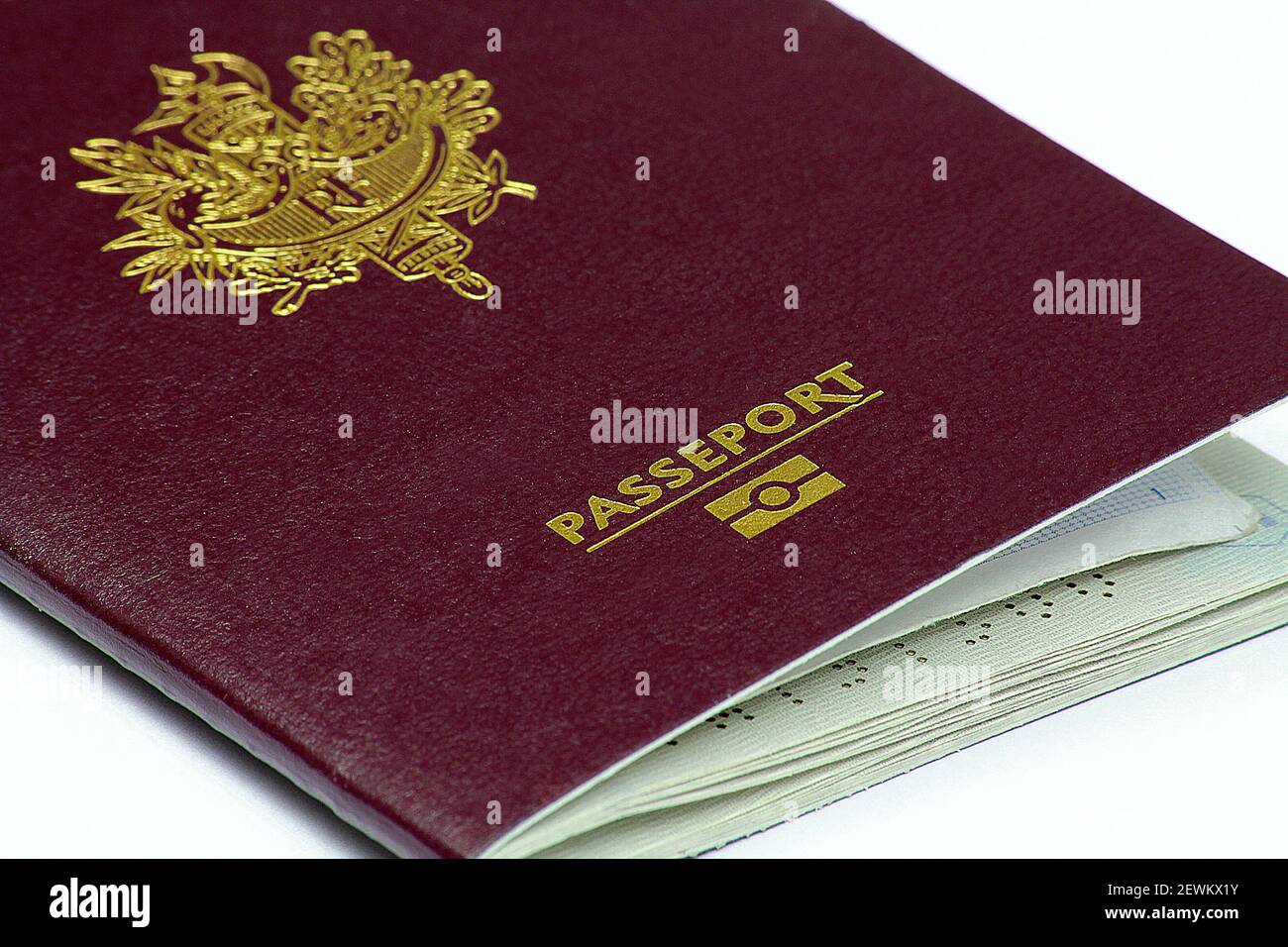 french passport on a white background Stock Photo - Alamy