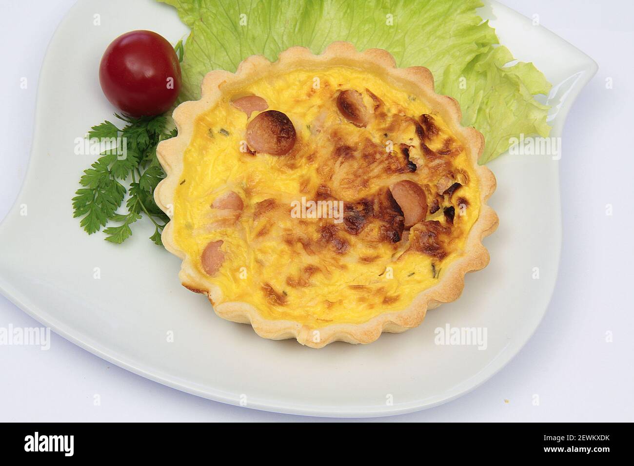 quiche on white background Stock Photo - Alamy