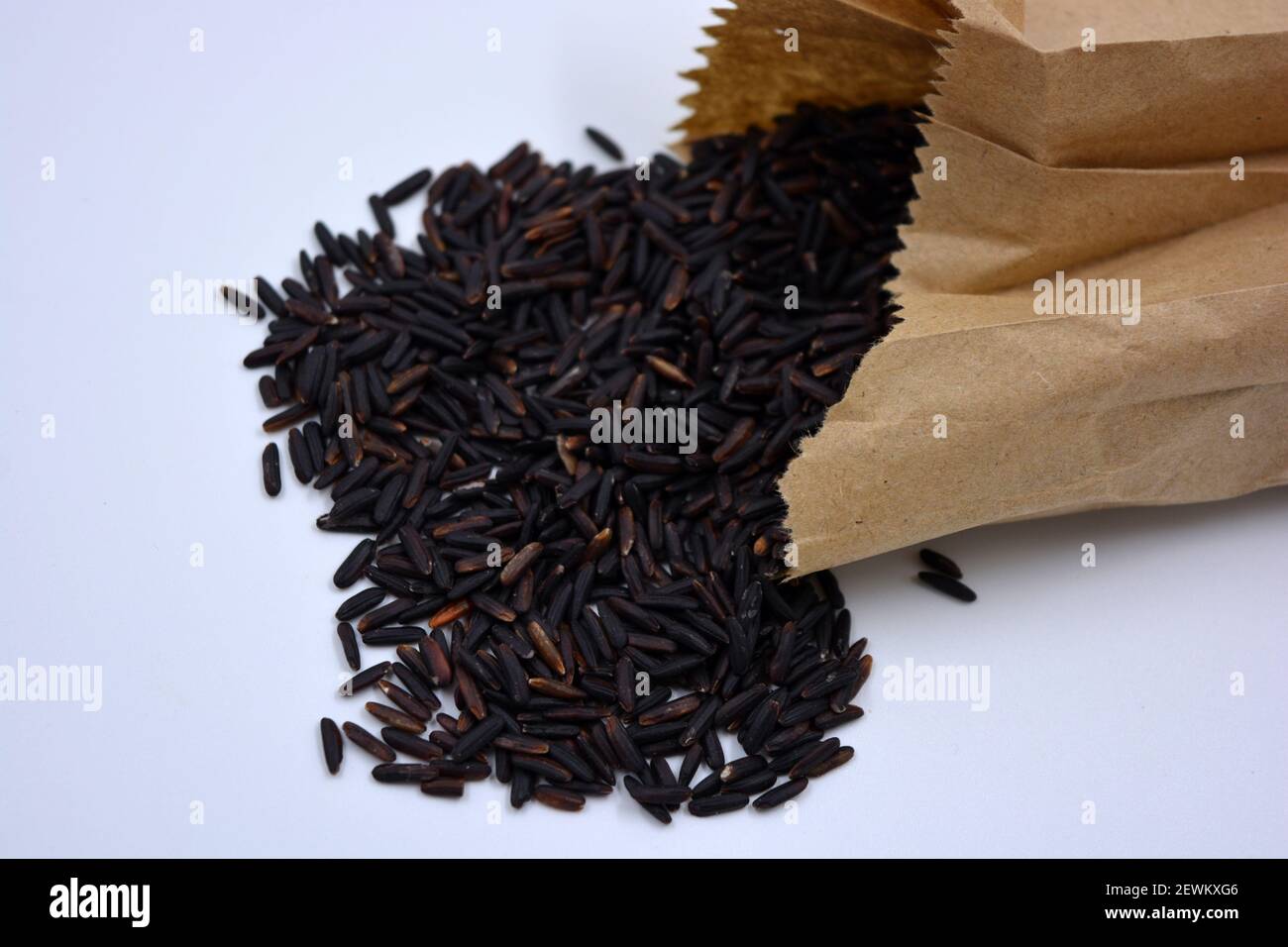 Wild unwanted handsome black rice raised on a white background Stock ...