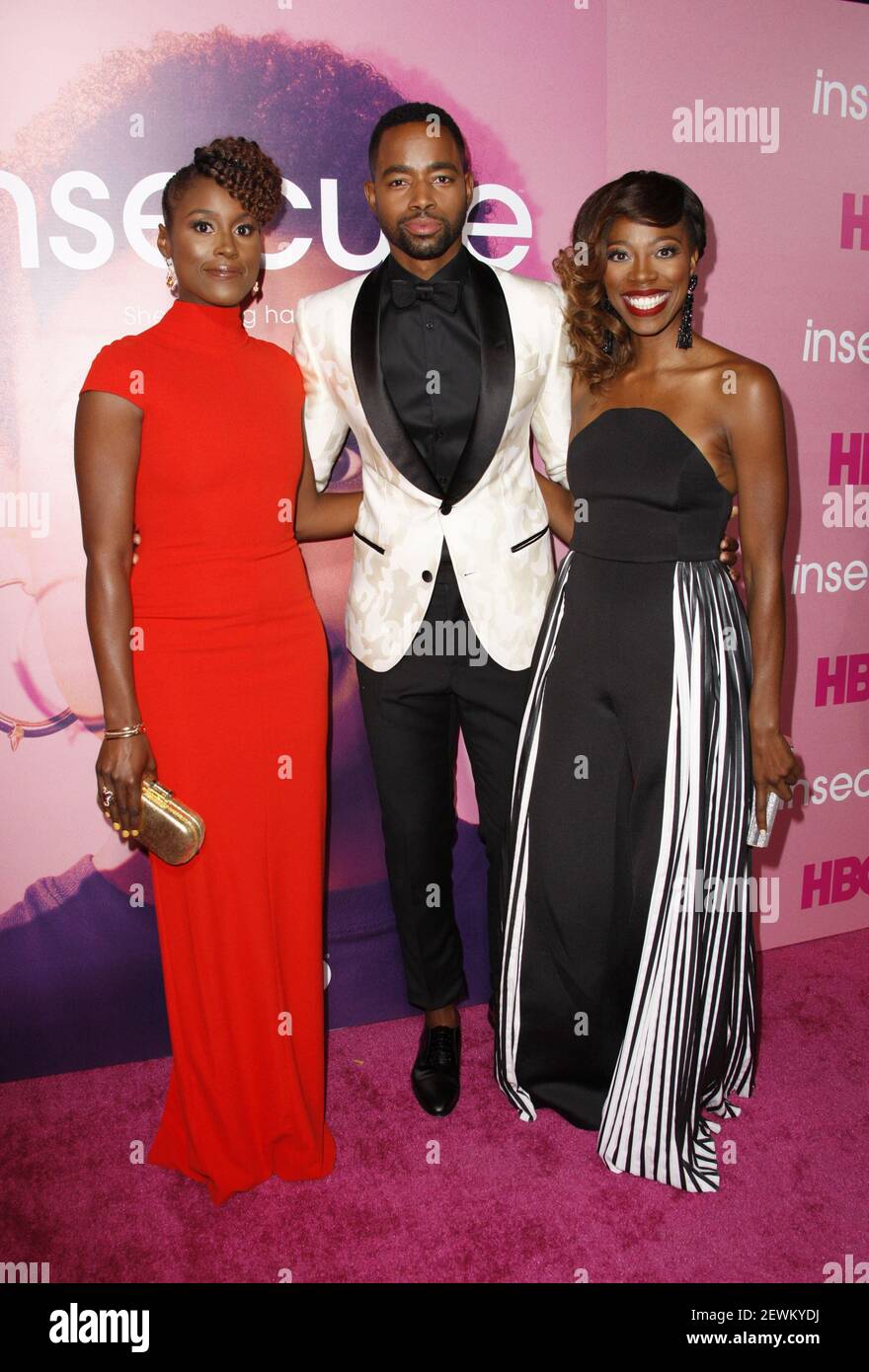 Actors Issa Rae, Jay Ellis, and Yvonne Orji attend the Los Angeles ...