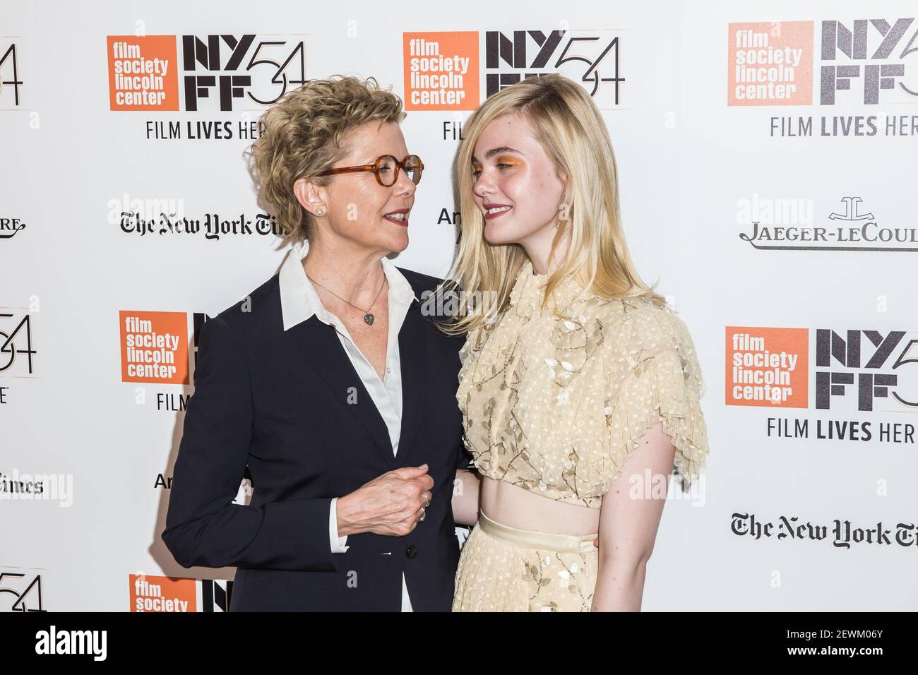 Actors Annette Bening (L) and Elle Fanning attend the '20th Century ...