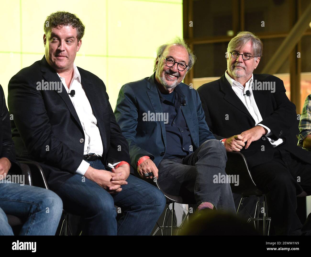 Al Jean, James L. Brooks, and Matt Groening attends the 600th episode ...