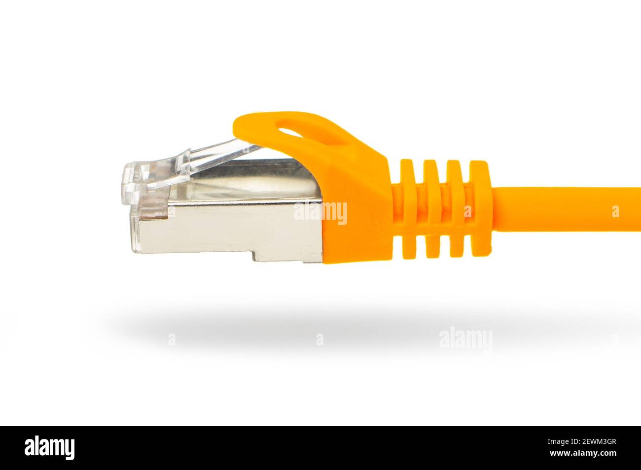 A close up of a orange network connection cable Stock Photo - Alamy
