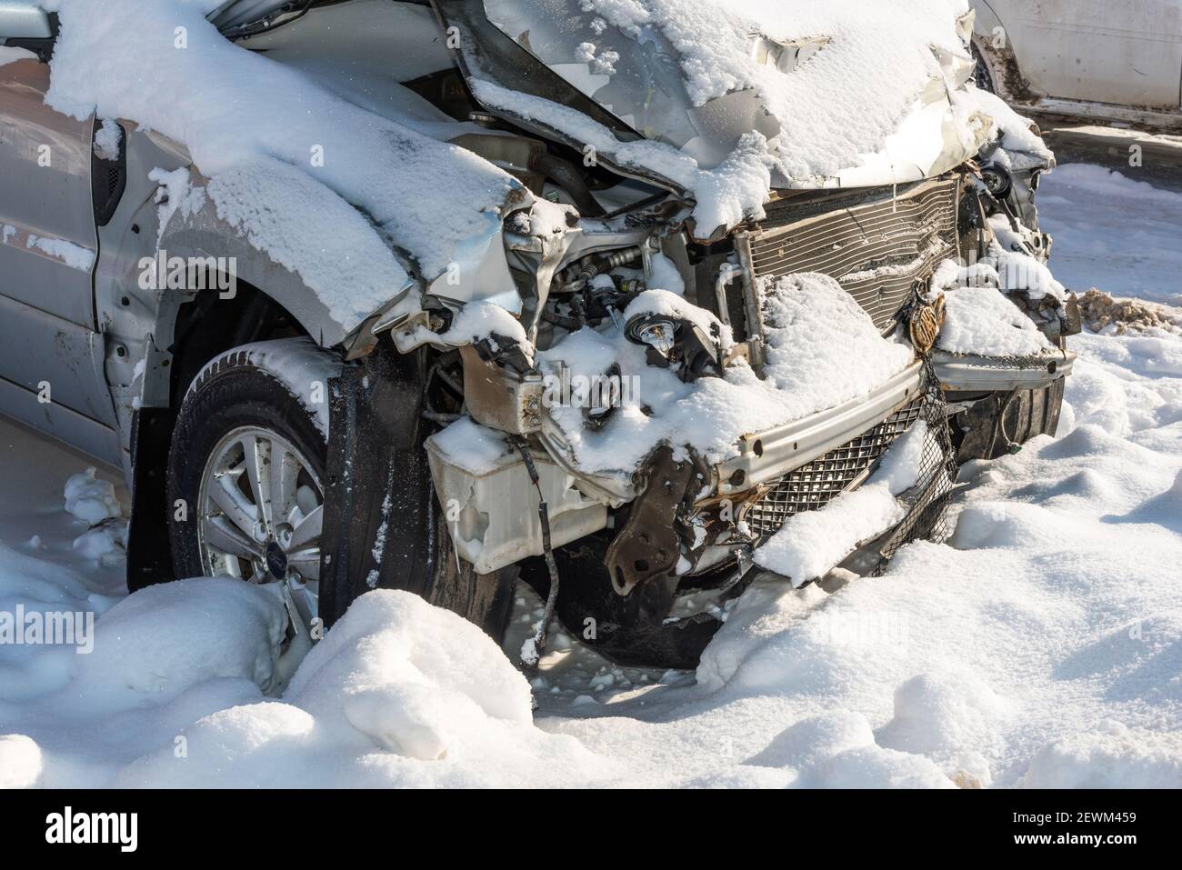 Car crash on winter road Stock Photo - Alamy
