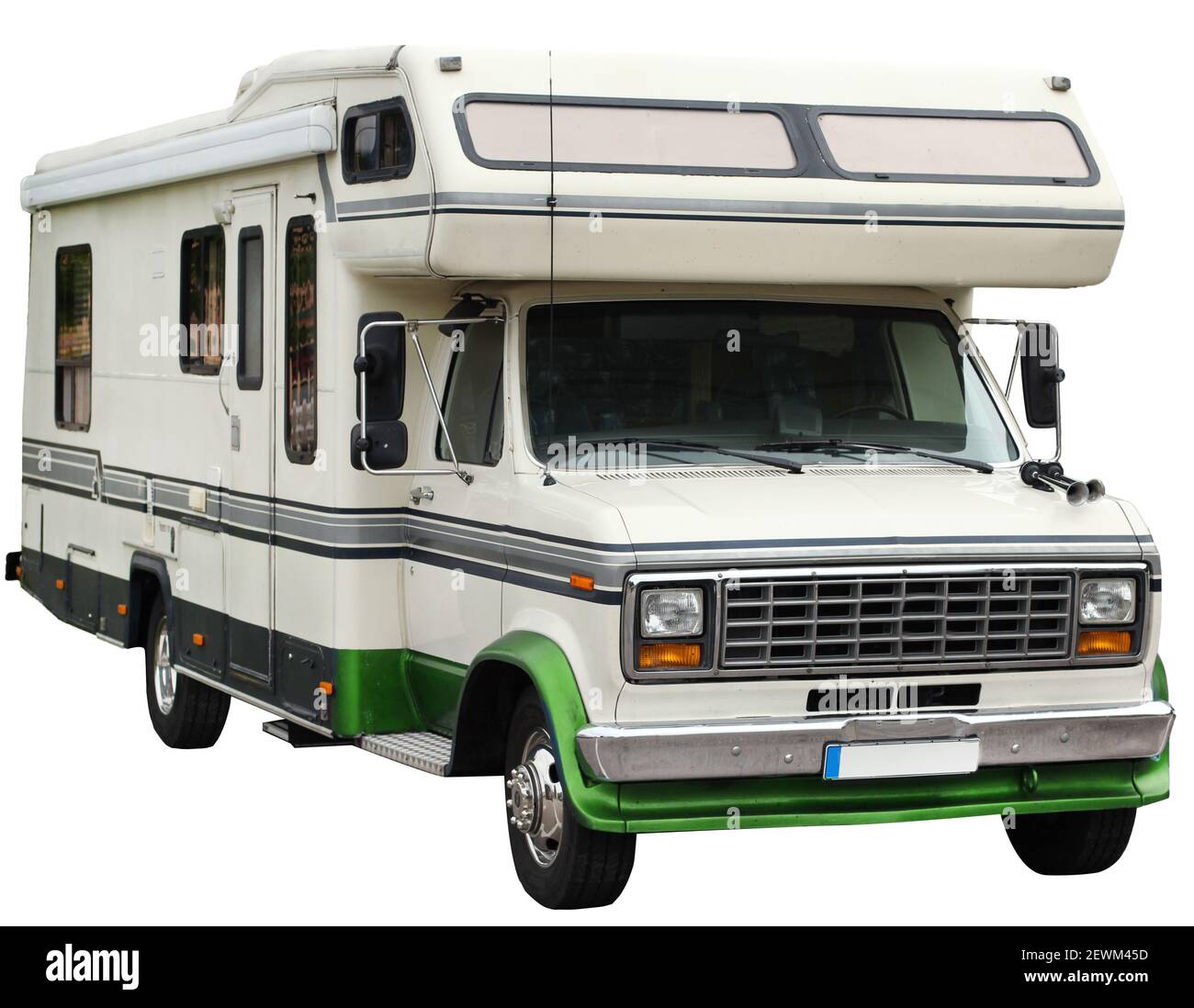 White old classic rv truck isolated Stock Photo - Alamy