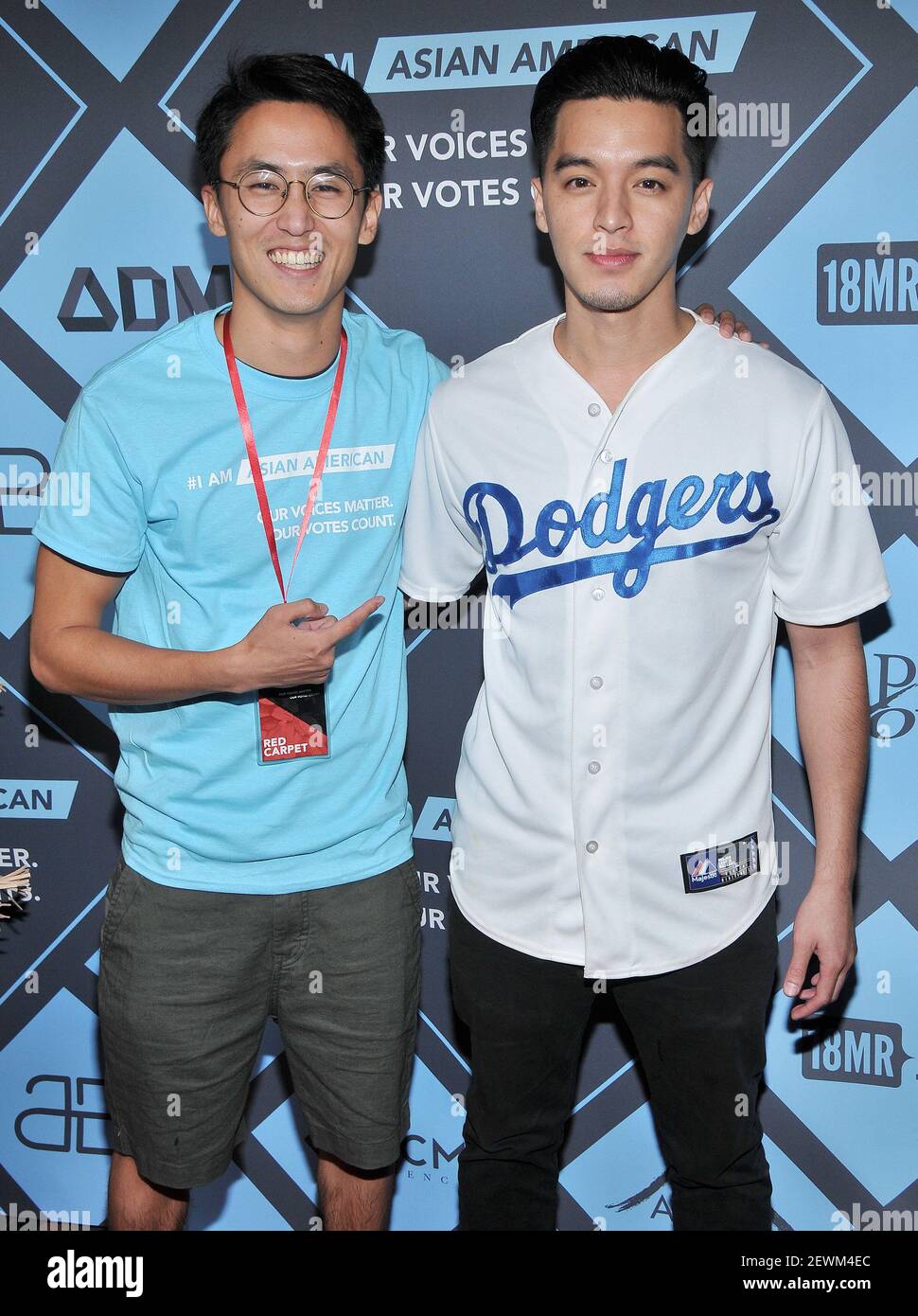 (L-R) Actors Anthony Ma and Carlin James arrives at the # ...