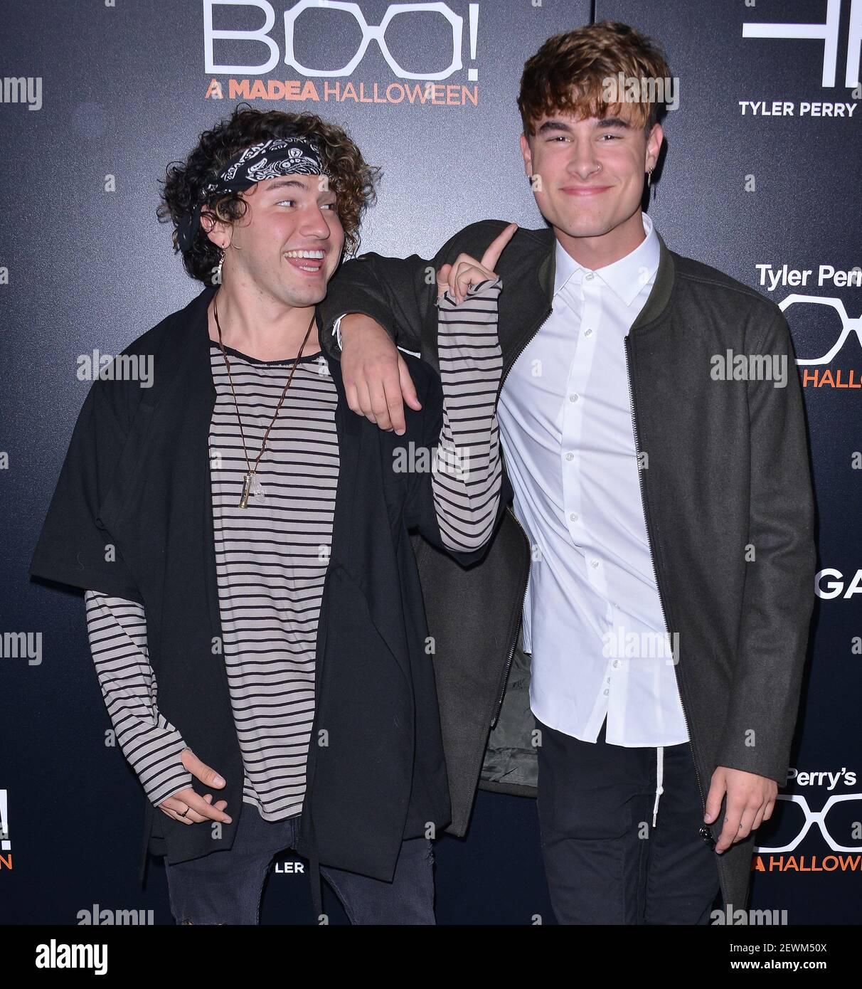(L-R) J.C. Caylen and Kian Lawley arrives at Tyler Perry's "Boo! A ...