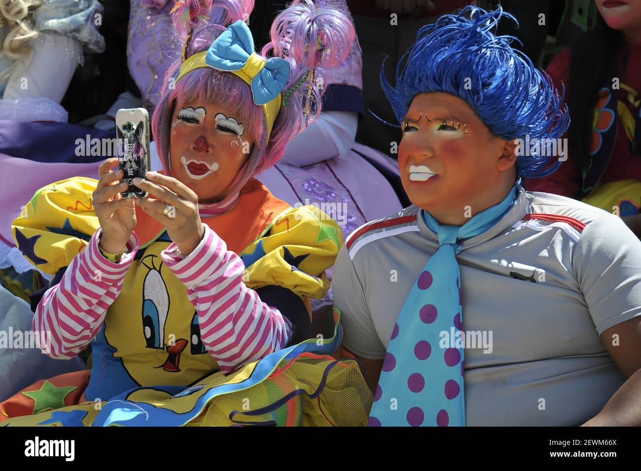 Clowns meeting at Monumento de la Revolucion to take a part of the ...