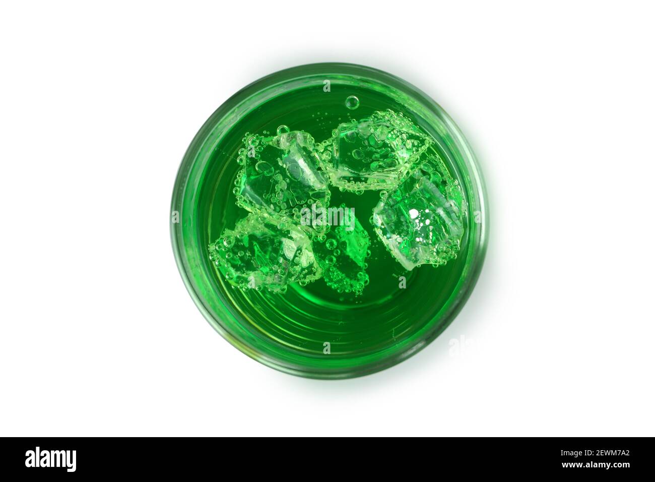 Glass of green soda isolated on white background Stock Photo - Alamy