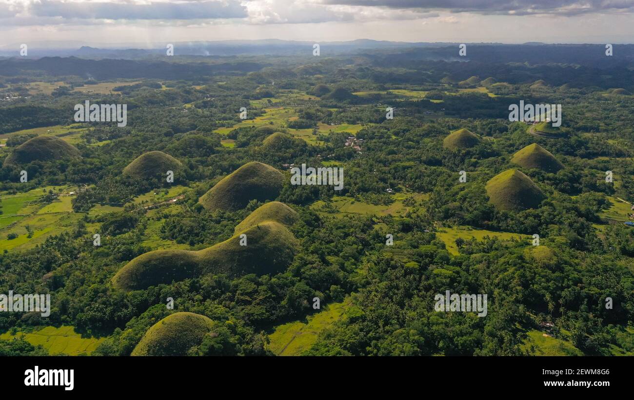 Famous Chocolate Hills natural landmark, Bohol island, Philippines ...