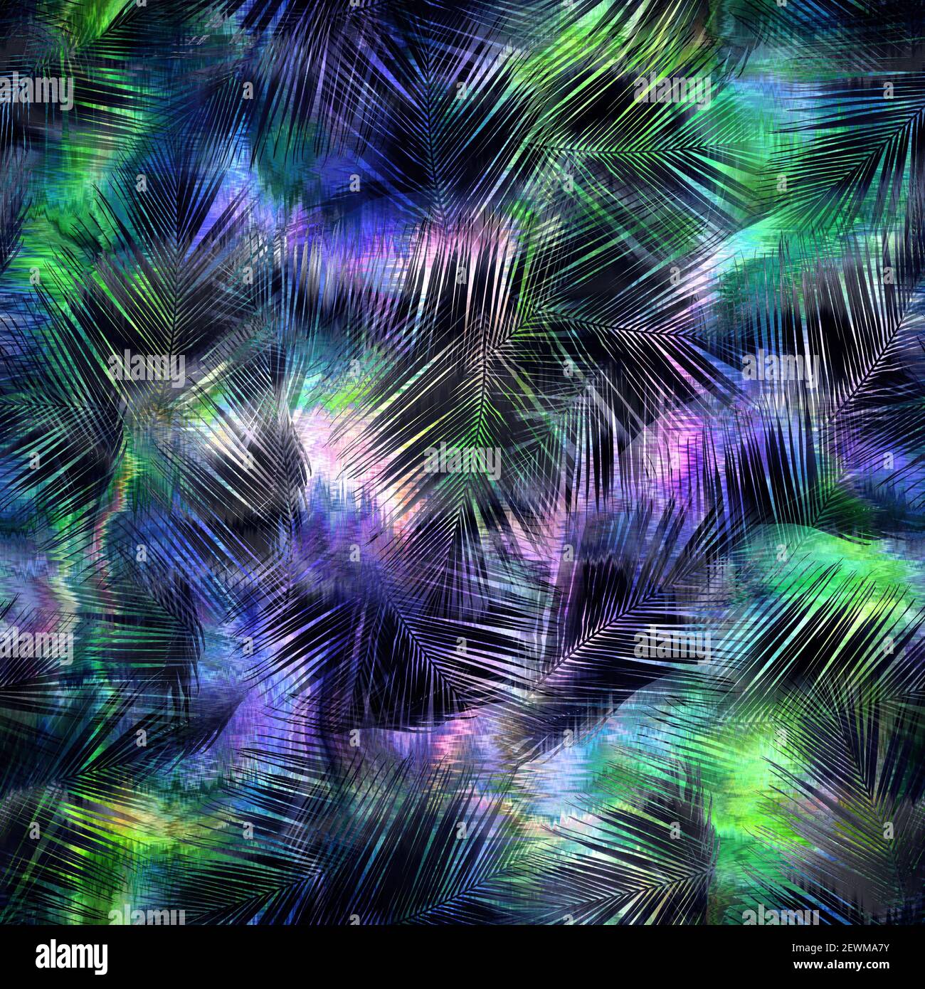 Seamless abstract color blobs with tropical overlay Stock Photo - Alamy