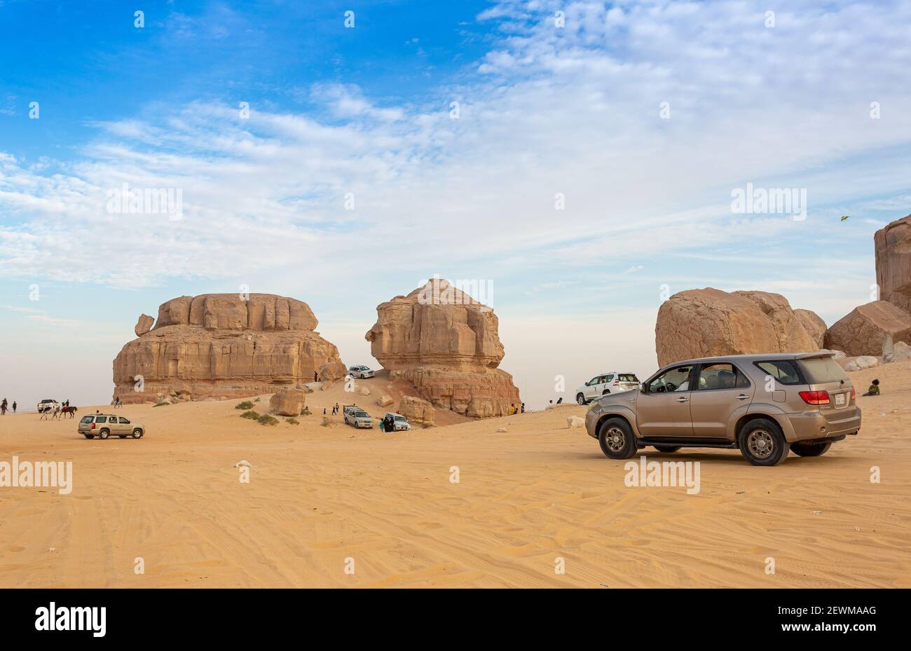 AL HOFUF, SAUDI ARABIA - FEBRUARY 13TH, 2021: People enjoying time ...