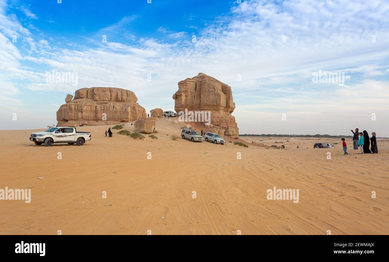 AL HOFUF, SAUDI ARABIA - FEBRUARY 13TH, 2021: People enjoying time ...