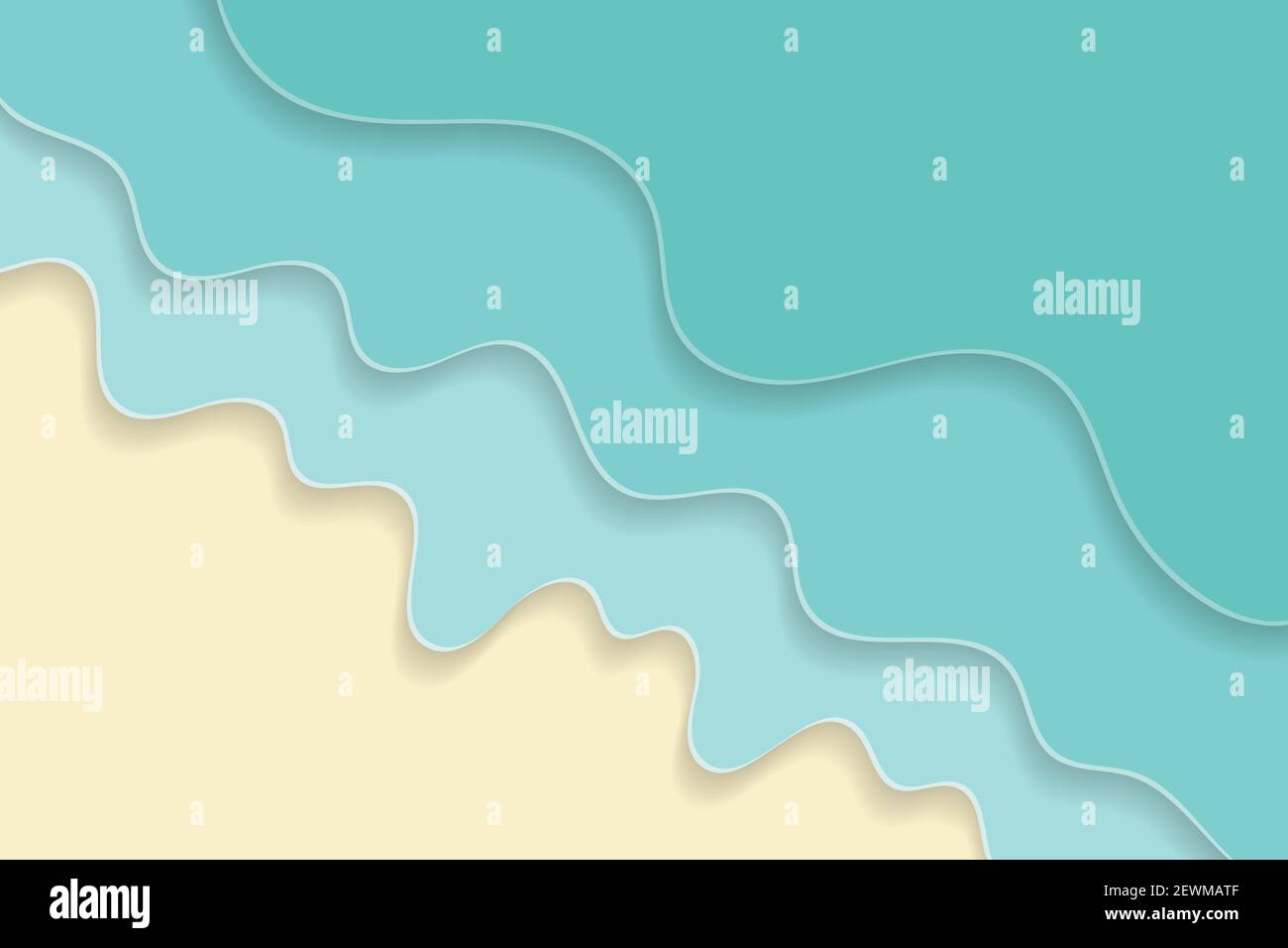 Summer sea smooth background with waves in paper cut out style. Vector ...