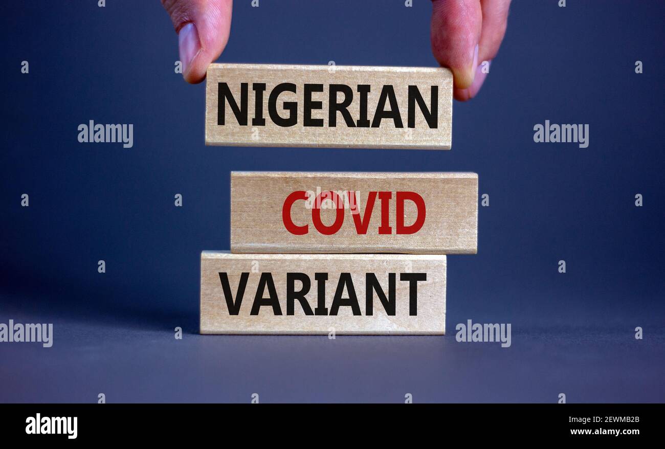 Covid-19 new nigerian strain symbol. Doctor holds wooden blocks, words ...
