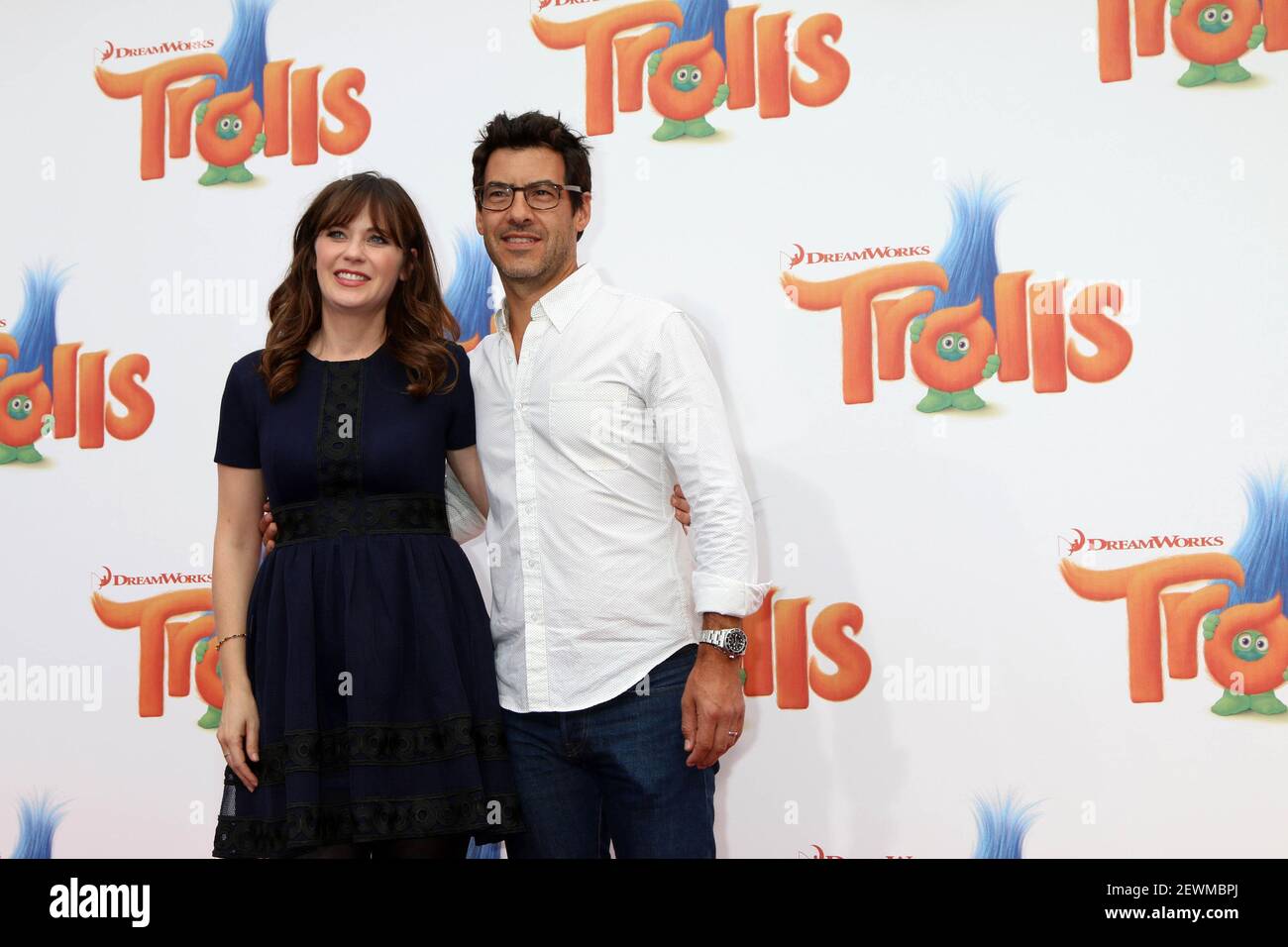 Zooey Deschanel, Jacob Pechenik at the "Trolls" Premiere at the Village ...