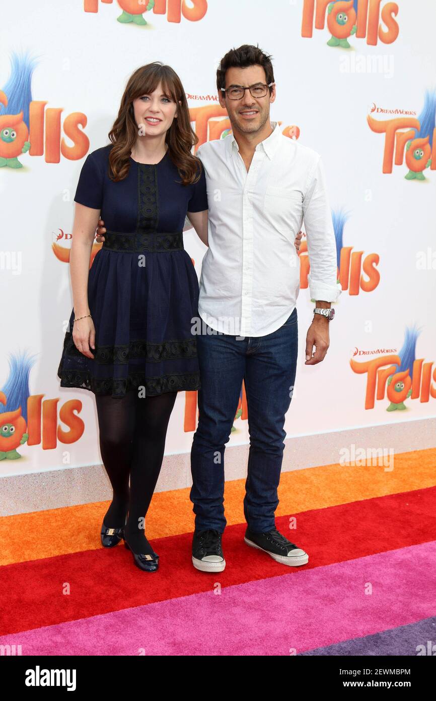 Zooey Deschanel, Jacob Pechenik at the "Trolls" Premiere at the Village ...