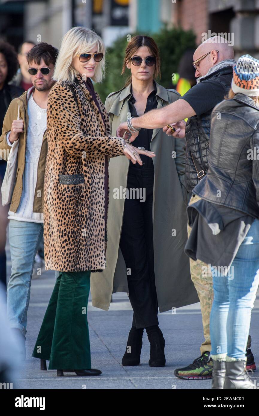 Cate Blanchett, Sandra Bullock, on the film set of 'Ocean's 8' in the ...