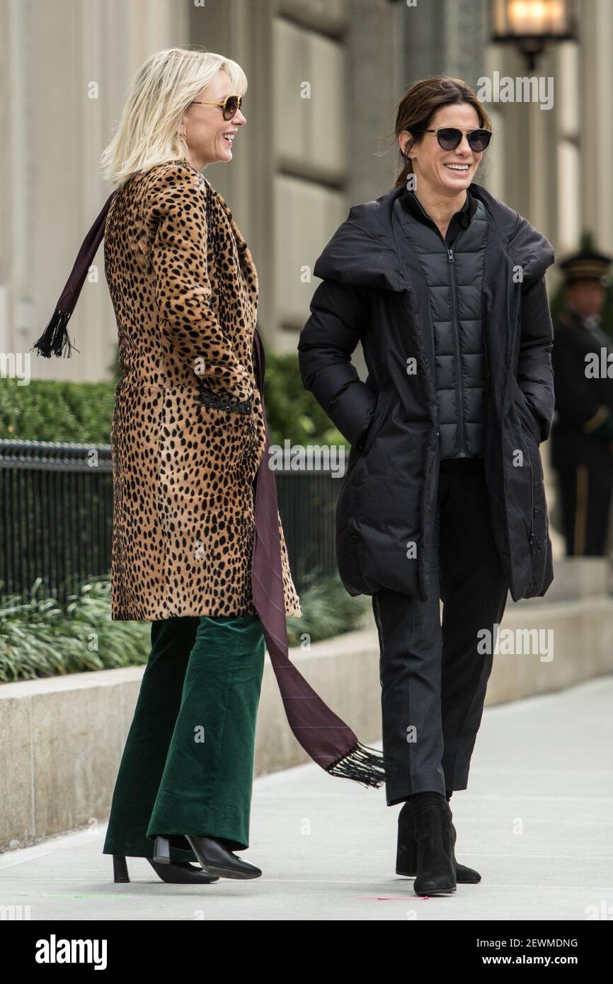 Cate Blanchett, Sandra Bullock, on the film set of 'Ocean's 8' in the ...