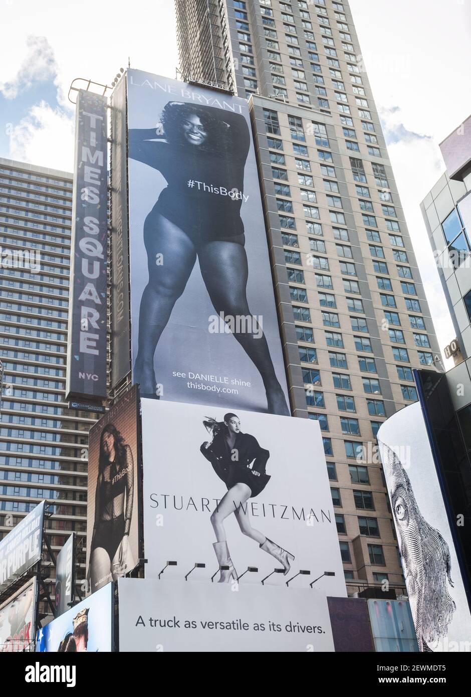 A Lane Bryant billboard in Times Square in New York appears above a ...