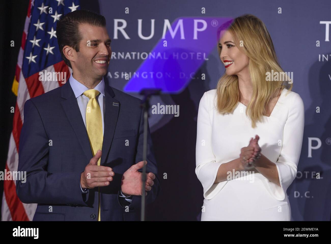 Donald Trump Jr and Ivanka Trump attend the press conference before the ...