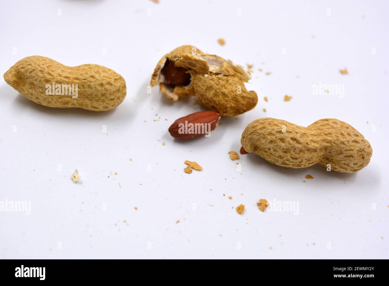 Delicious and useful nuts, brown dried peanuts in its shell, shell ...