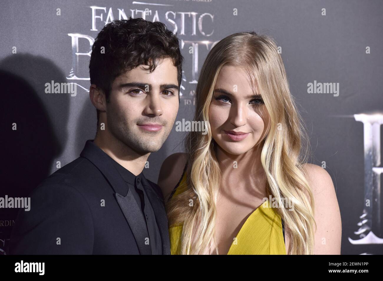 (L-R) Max Ehrich and Veronica Dunne attend the 'Fantastic Beasts And ...
