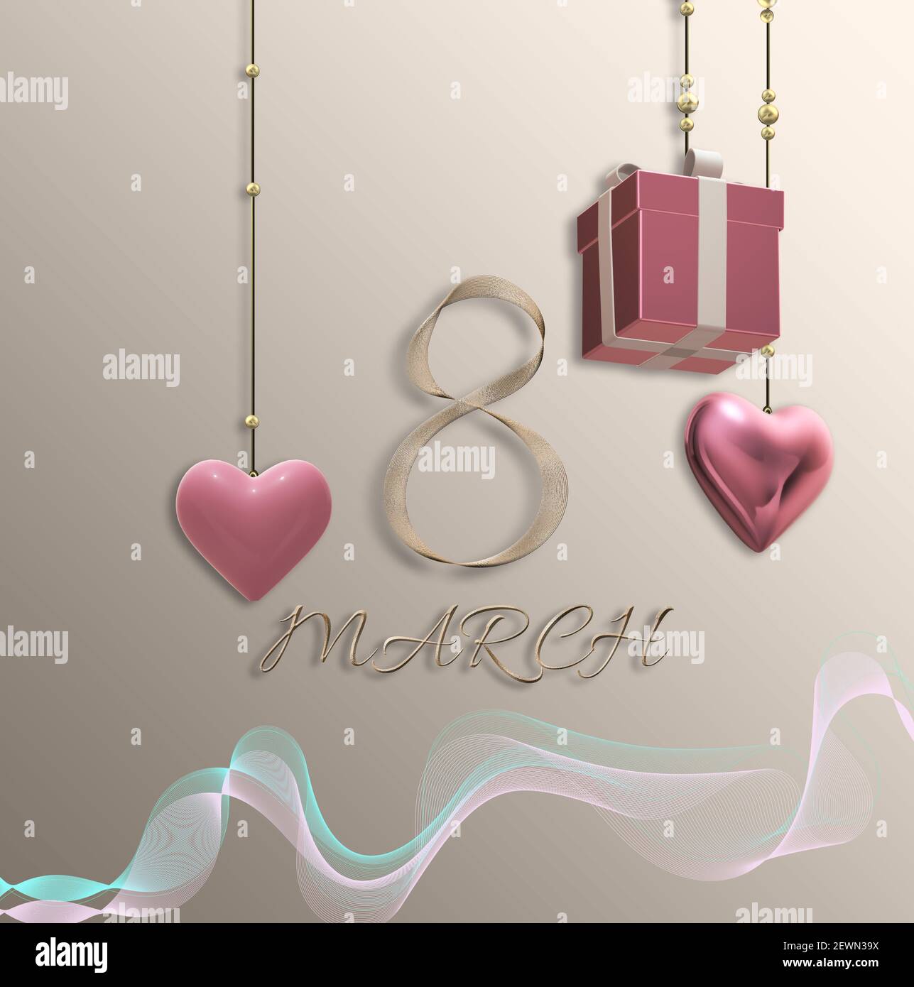 Beautiful 8th of March greeting card. Women's Day elegant beautiful ...