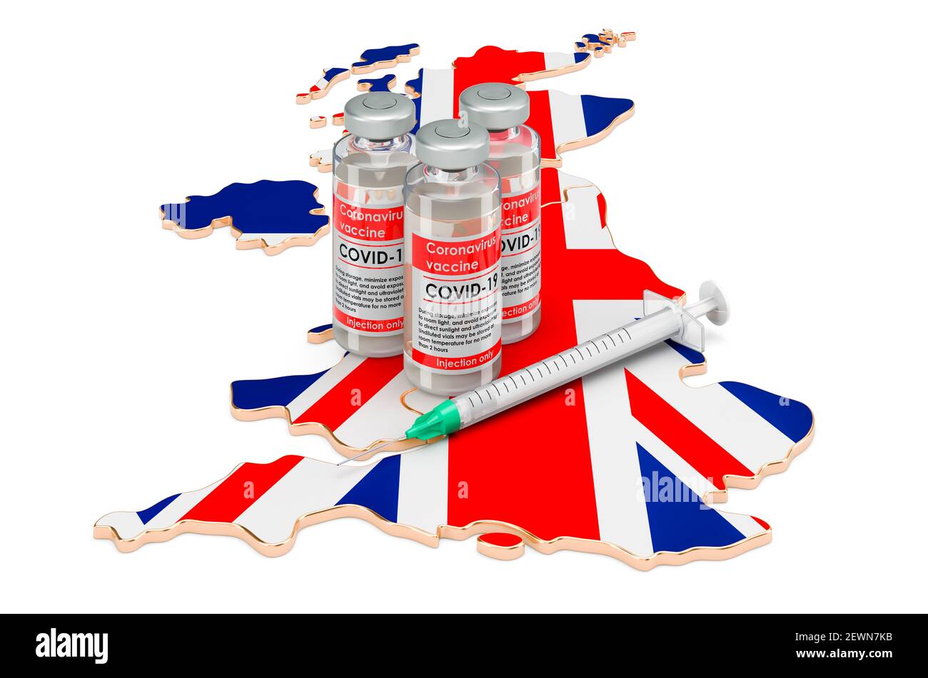 Vaccine and syringe with British map. Vaccination in the United Kingdom ...